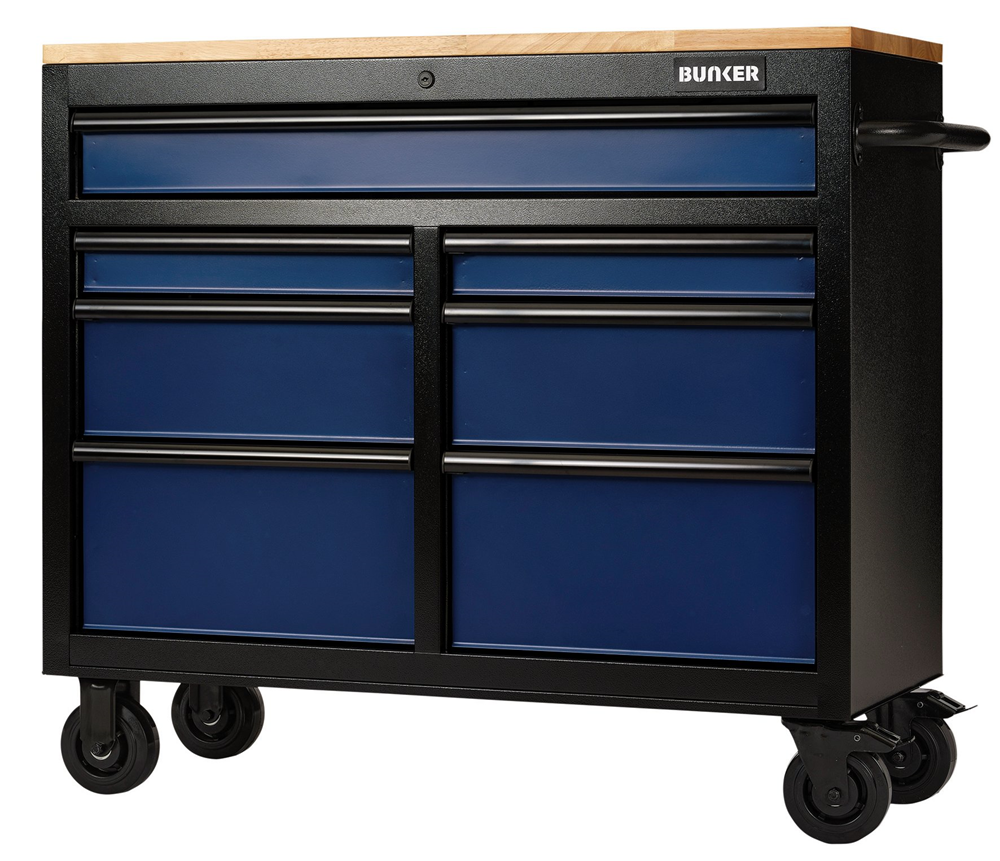 Draper 41" 7 DRAWER TROLLEY BLUE 7 Drawer Workbench Roller Tool Cabine ...