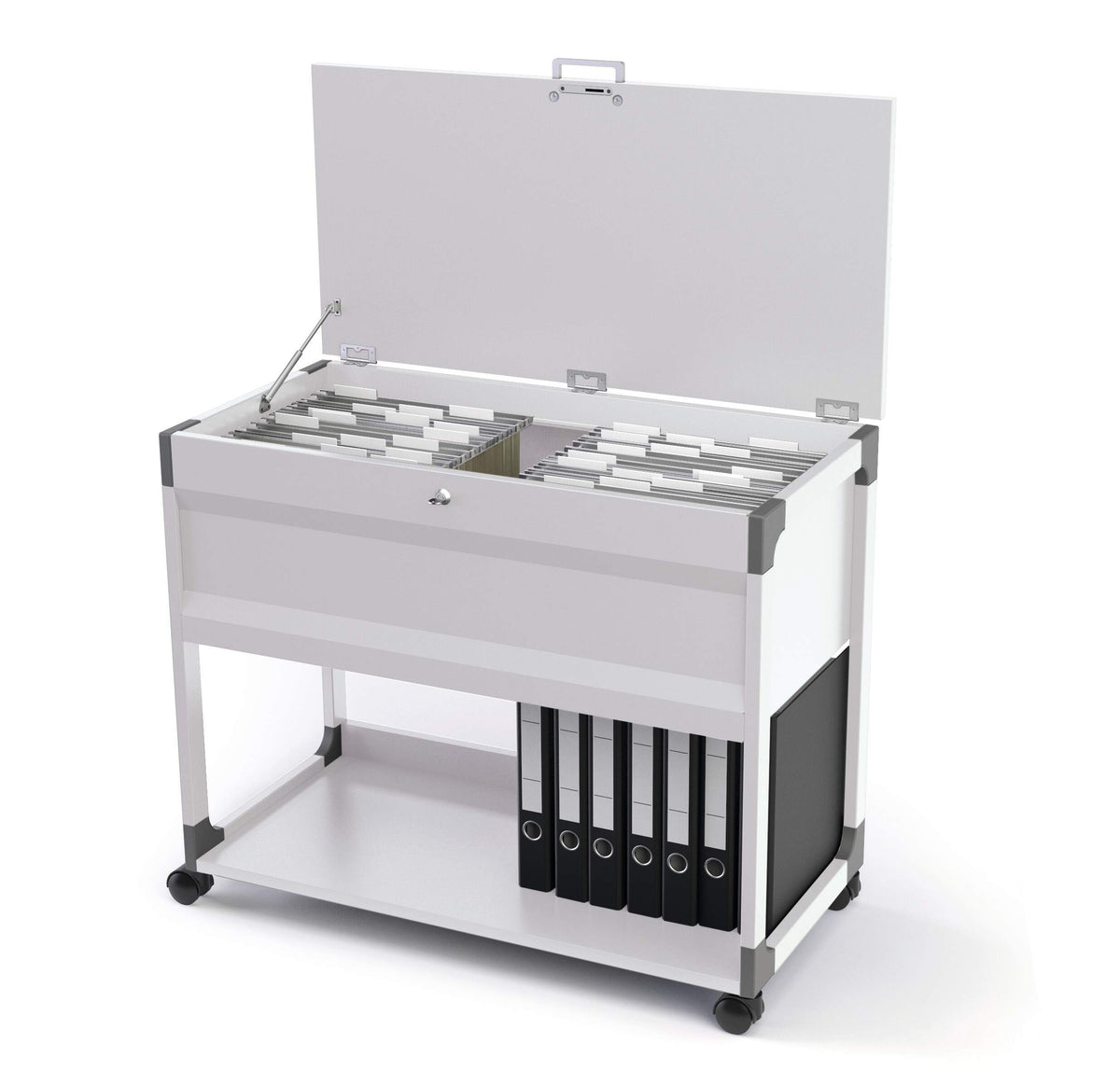 Durable Locking Lid Suspension File Trolley | for 100 A4 Folders | Gre ...