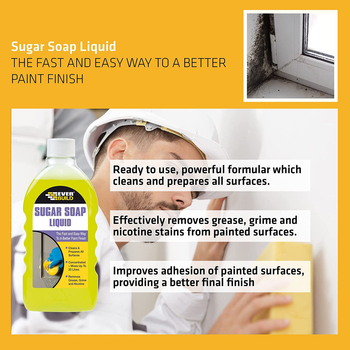 Everbuild Sugar Soap Liquid Concentrate Pre Paint Surface Cleaner - 50 ...