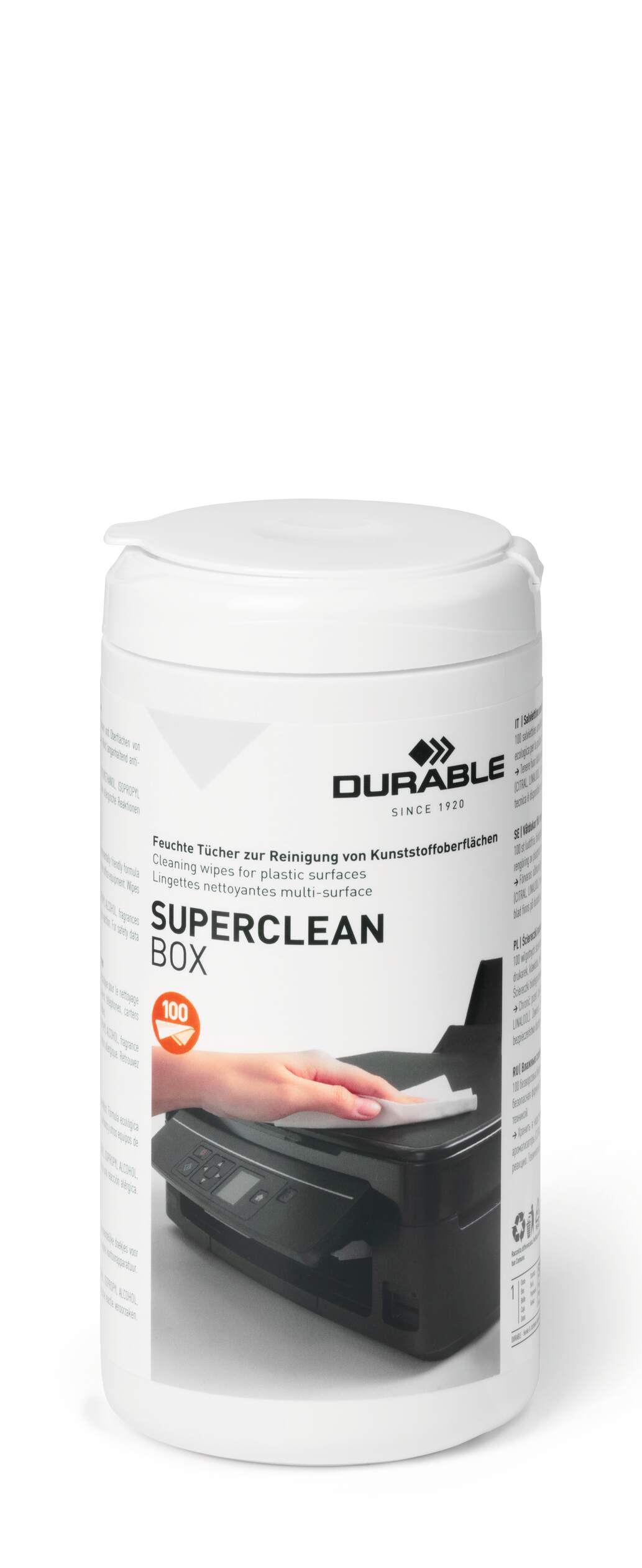 Durable SUPERCLEAN Anti-Static Biodegradable Tech Cleaning Wipes | Tub ...
