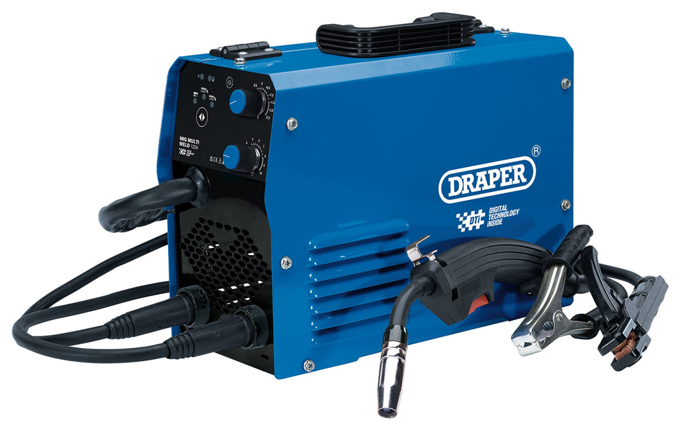 Draper 120A MIG INVERTER WELDER 70049 Gasless 120A MIG Inverter Multi ...