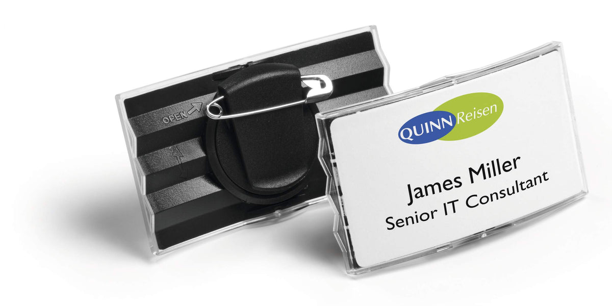 Durable CONVEX Clip & Pin Name Tag Badge Holders + Inserts | 25 Pack ...