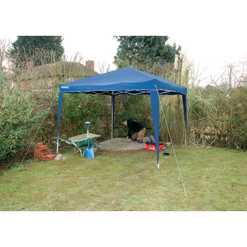 Draper Blue 3m x 3m Concertina Gazebo Garden Party Shelter Canopy Roof ...