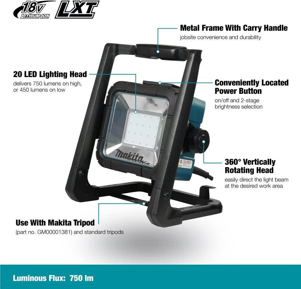 DML805/2 14.4v to 18V Cordless Li-ion LXT Corded 240V LED Work Light ...
