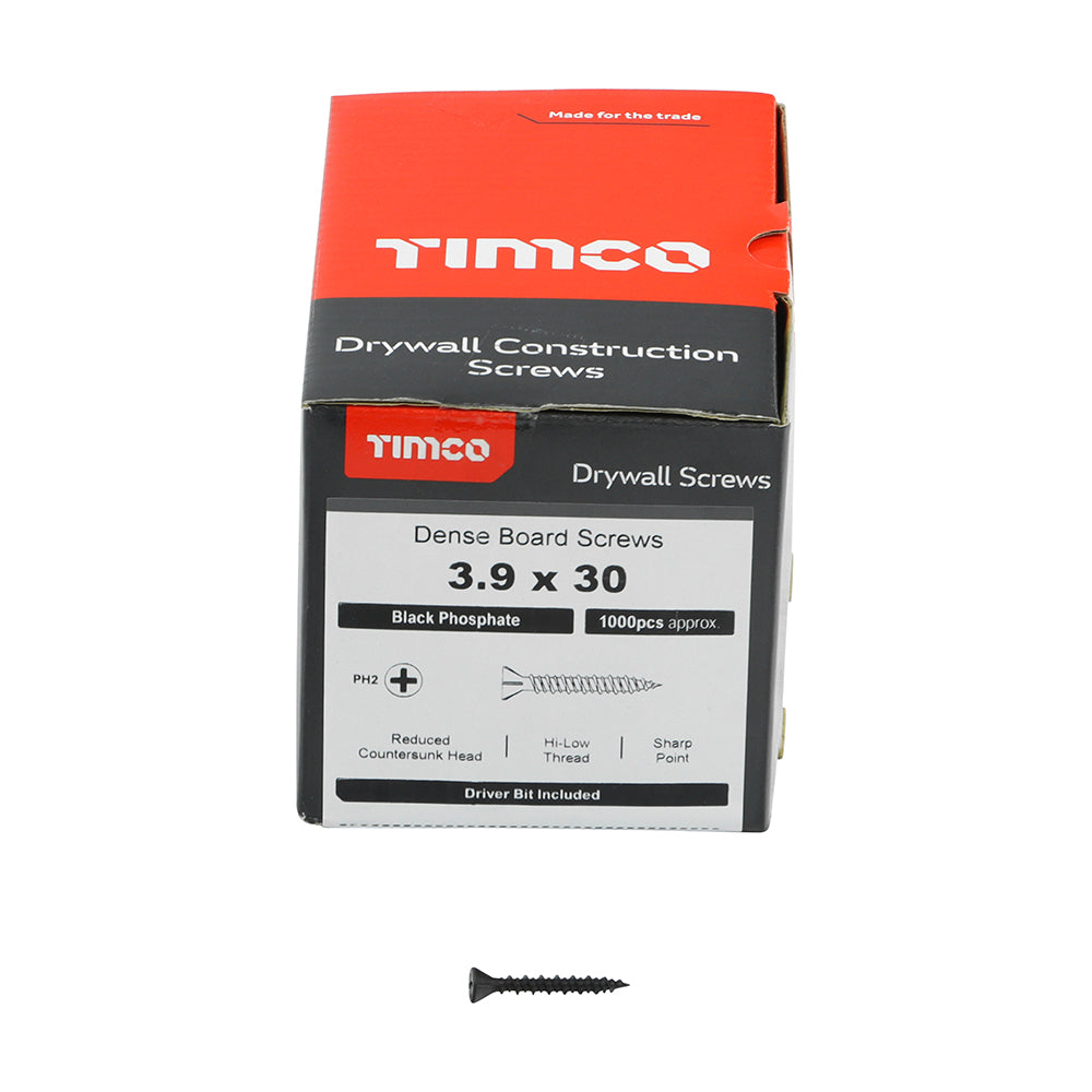 TIMCO Drywall Reduced Countersunk Black Dense Board Screws,All Sizes,1 ...