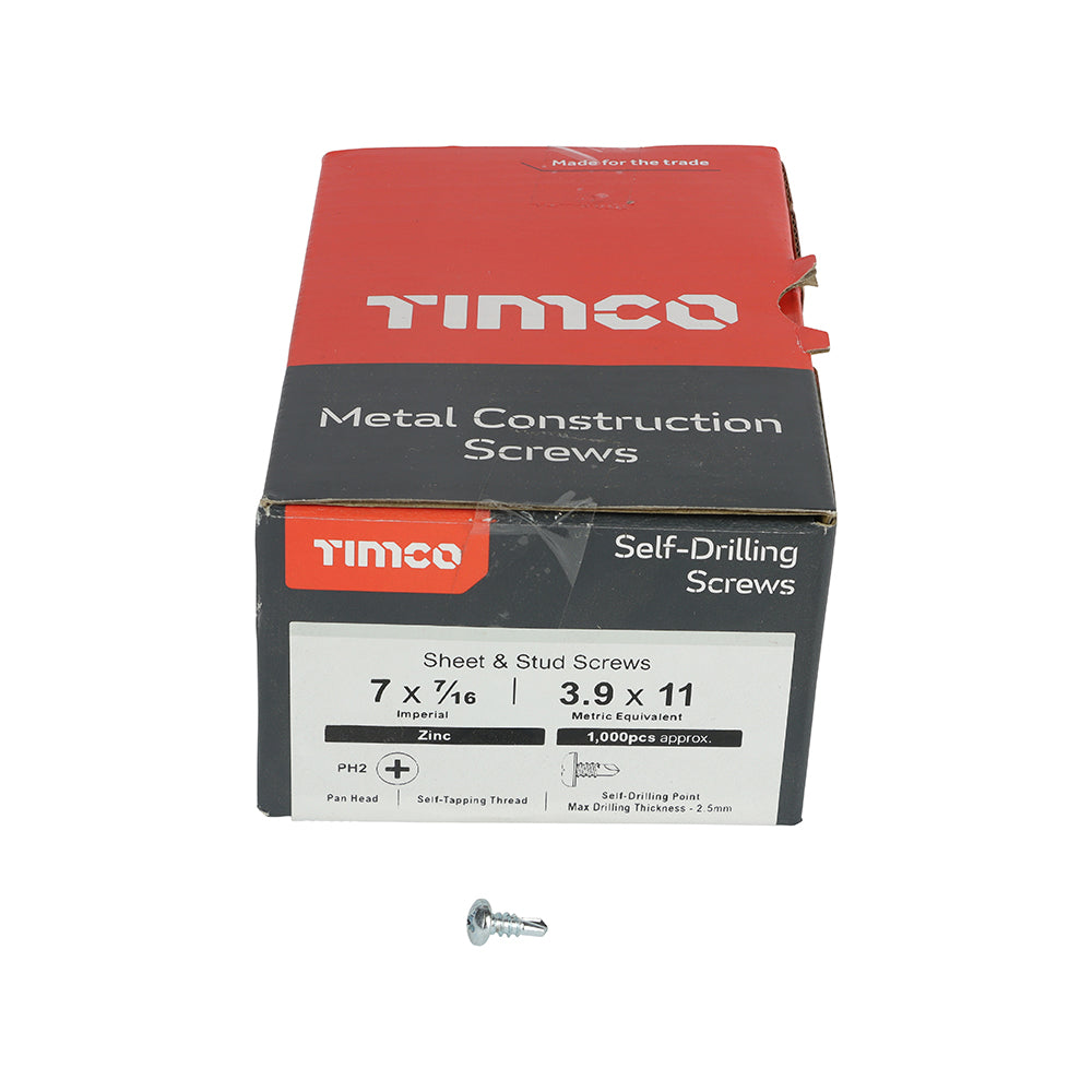 TIMCO Self-Drilling Metal Framing Pan Head Silver Screws - 7 x 7/16 Bo ...