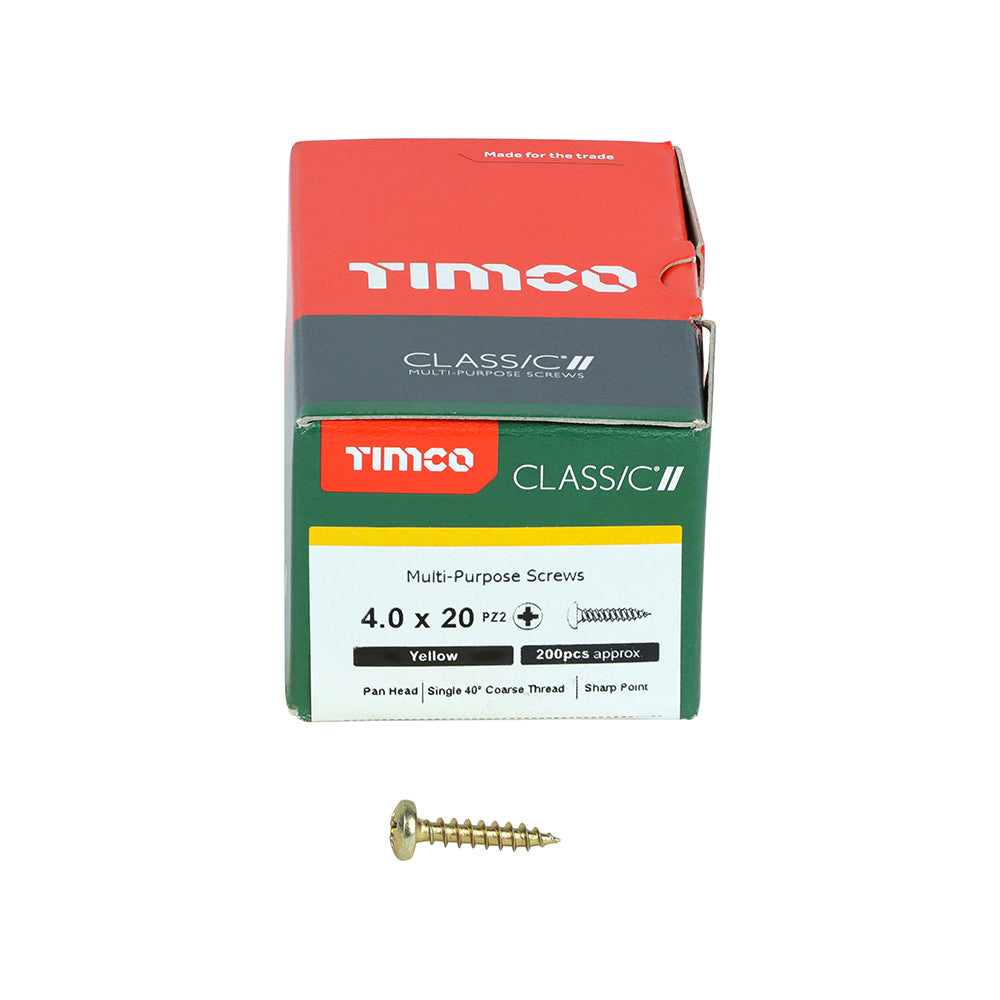 TIMCO Classic Multi-Purpose Pan Head Gold Woodscrews - 4.0 x 20 Box OF ...