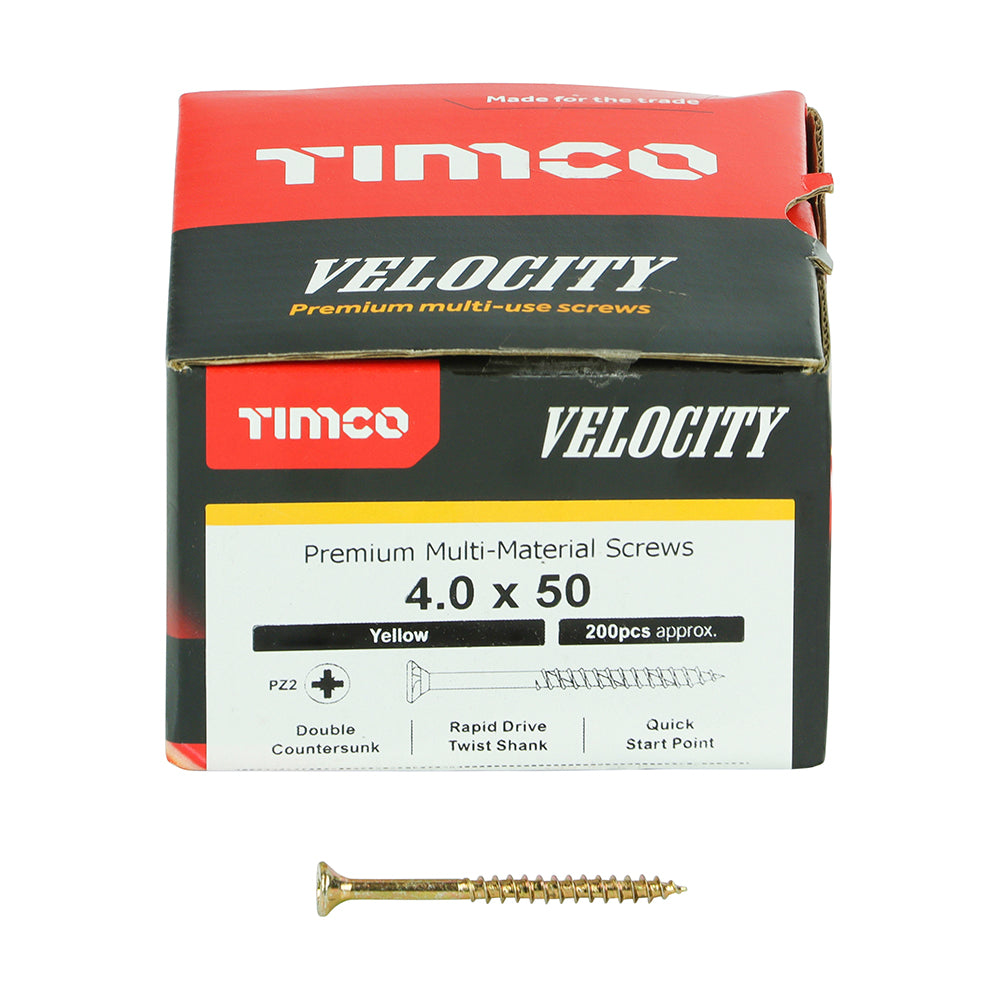 TIMCO Velocity Premium Multi-Use Countersunk Gold Woodscrews - 4.0 x 5 ...