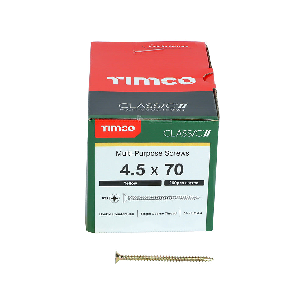 TIMCO Classic Multi-Purpose Countersunk Gold Woodscrews - 4.5 x 70 Box ...