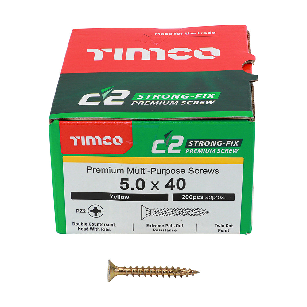 TIMCO C2 Strong-Fix Multi-Purpose Premium Countersunk Gold Woodscrews ...