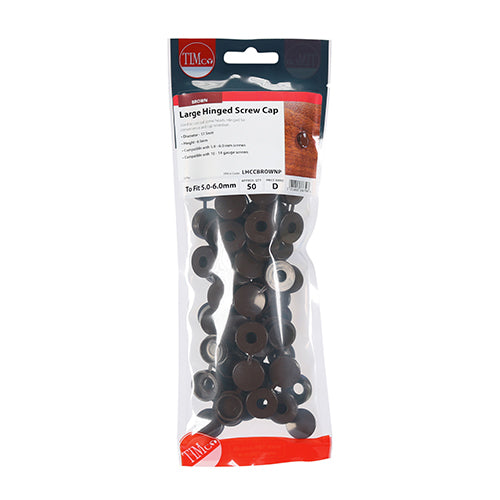 TIMCO Hinged Screw Caps Large Brown - To fit 5.0 to 6.0 Screw TIMpac O ...