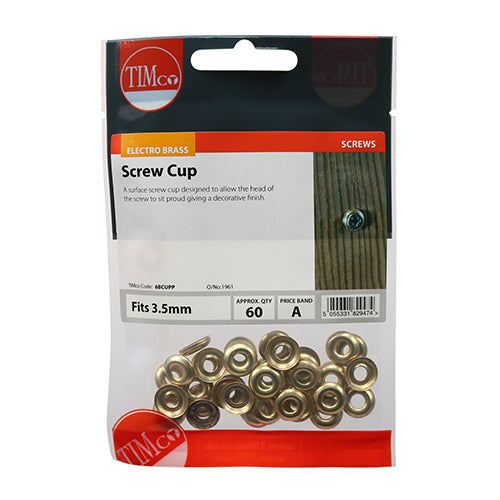 TIMCO Screw Cups Electro Brass - To fit 6 Gauge Screws TIMpac OF 60 ...
