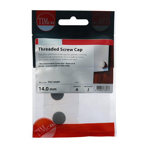 TIMCO Threaded Screw Caps Solid Brass Satin Nickel - 14mm TIMpac OF 4 ...