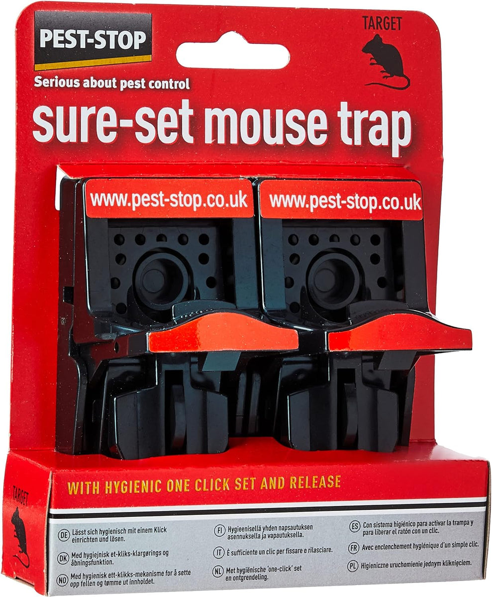 Pest-Stop PSSPT Sure-Set Plastic Mouse Trap, Black - TWIN PACK ...