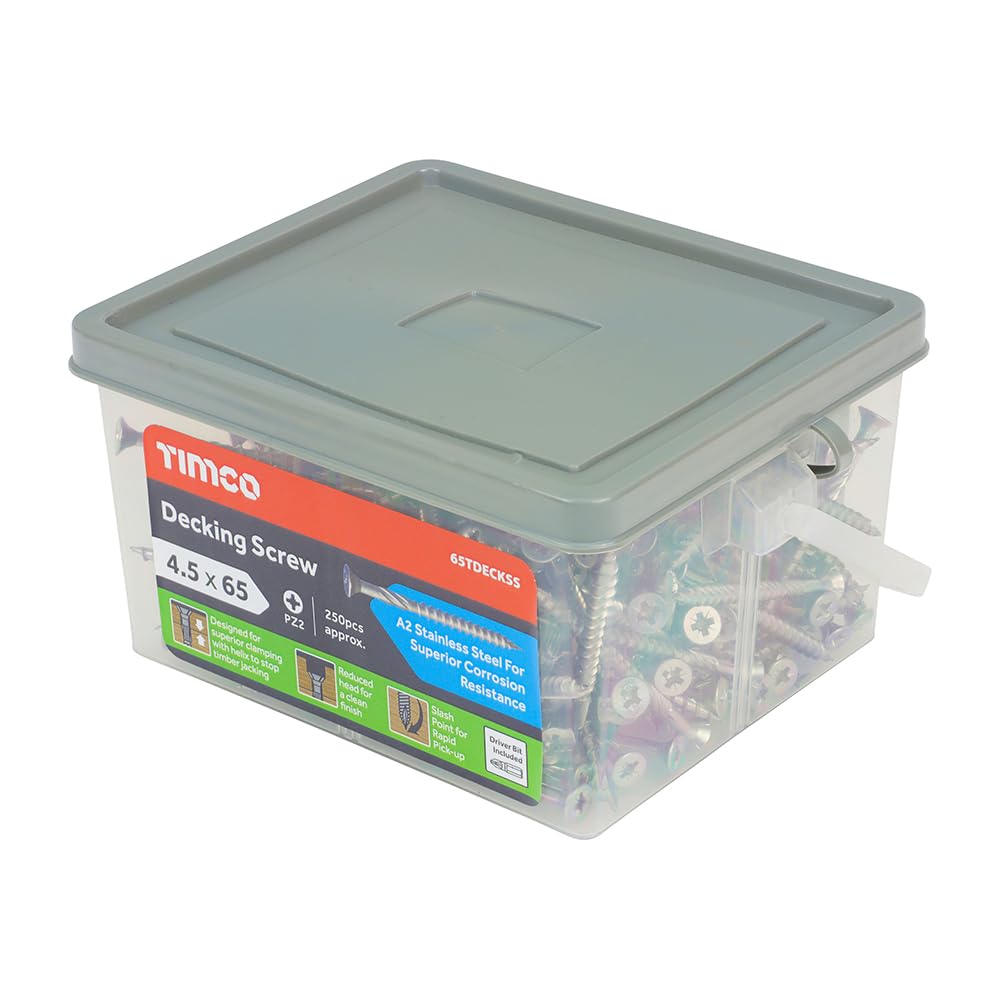 TIMCO Decking Screws Countersunk A2 Stainless Steel,All Sizes,250pcs ...