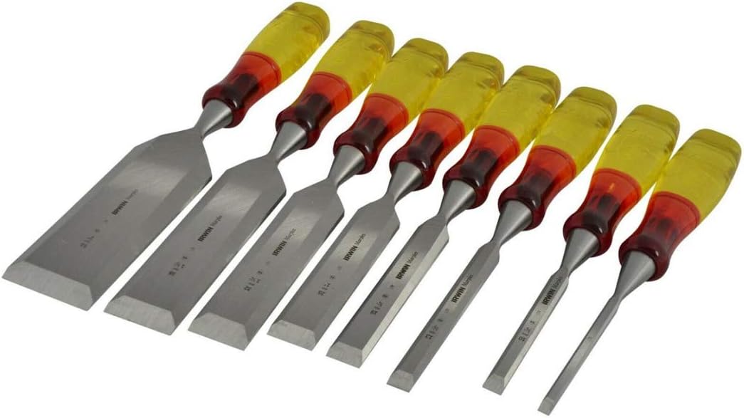 IRWIN Marples M373 Splitproof Bevel Edge Chisel Set in Storage Box, 8 ...